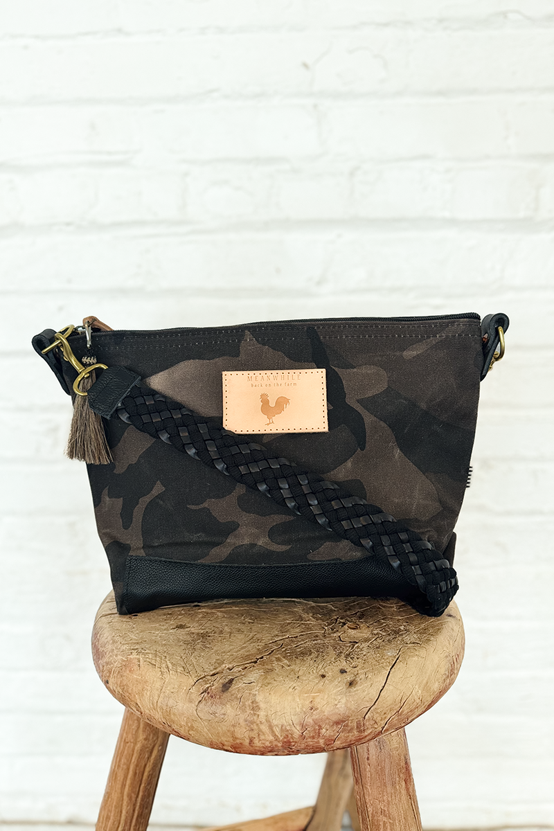 Black Leather Woven Crossbody Strap | Meanwhile Back on the Farm