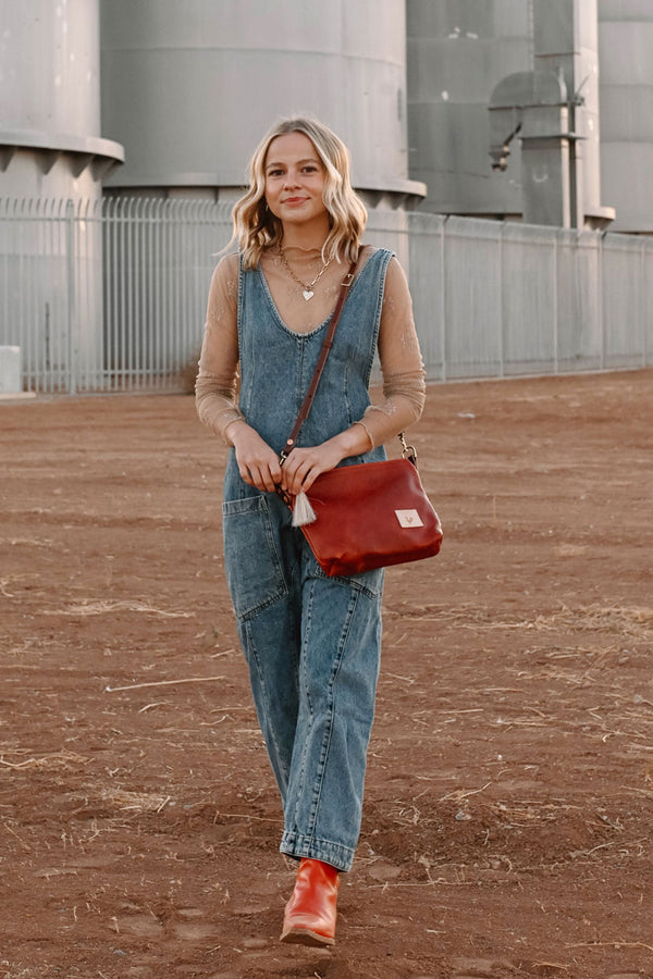 Ruby Red Leather Sling Bag | Red Leather Sling Bag
