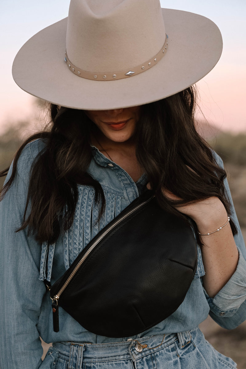 Harness Black Leather Fanny Bag | Fanny Pack | Belt Bag