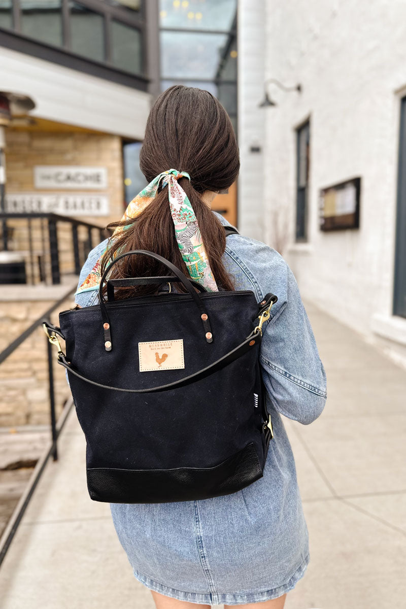 Black Wax Canvas Backpack | Convertible & Durable Bag – Meanwhile