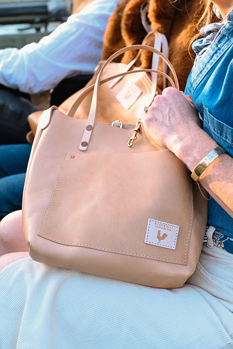 Virginia Leather Small Tote |Brown Leather Pocketbooks| Meanwhile Back ...