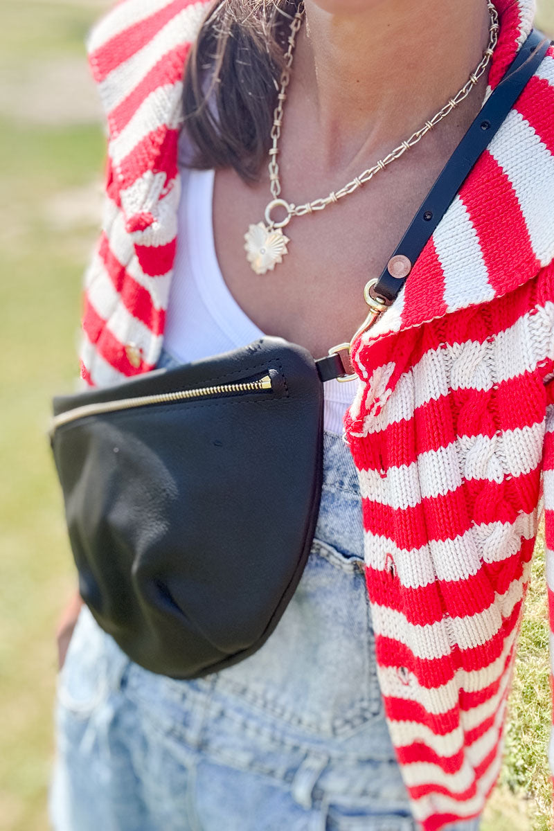 Harness Black Leather Fanny Bag | Fanny Pack | Belt Bag