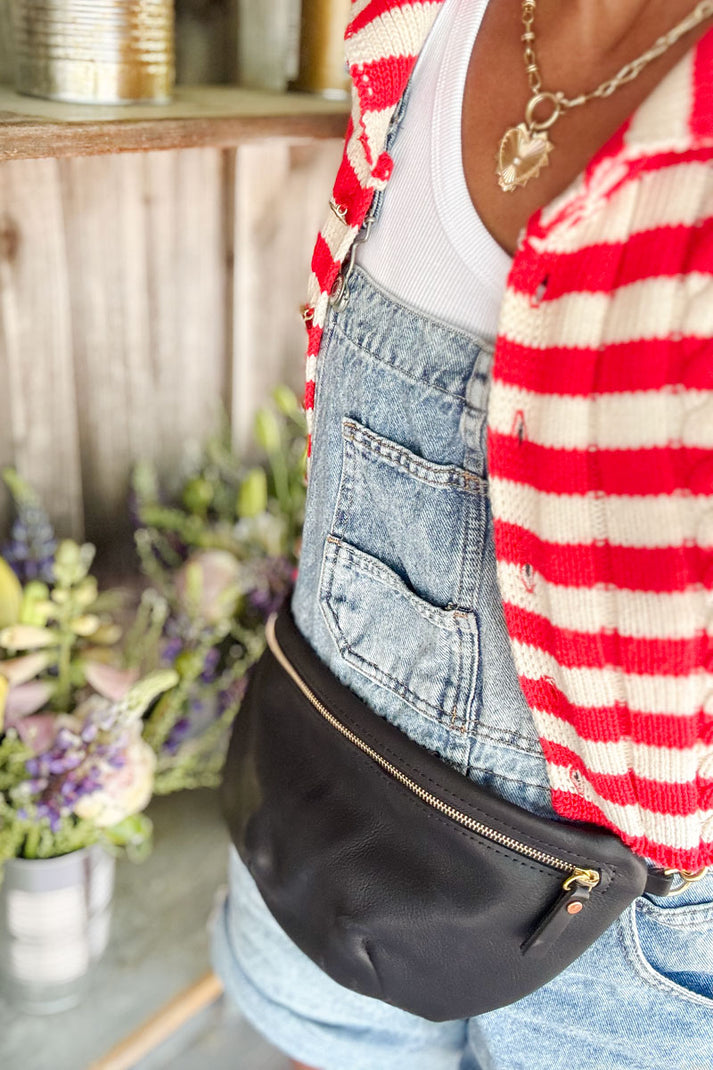 Harness Black Leather Fanny Bag | Fanny Pack | Belt Bag