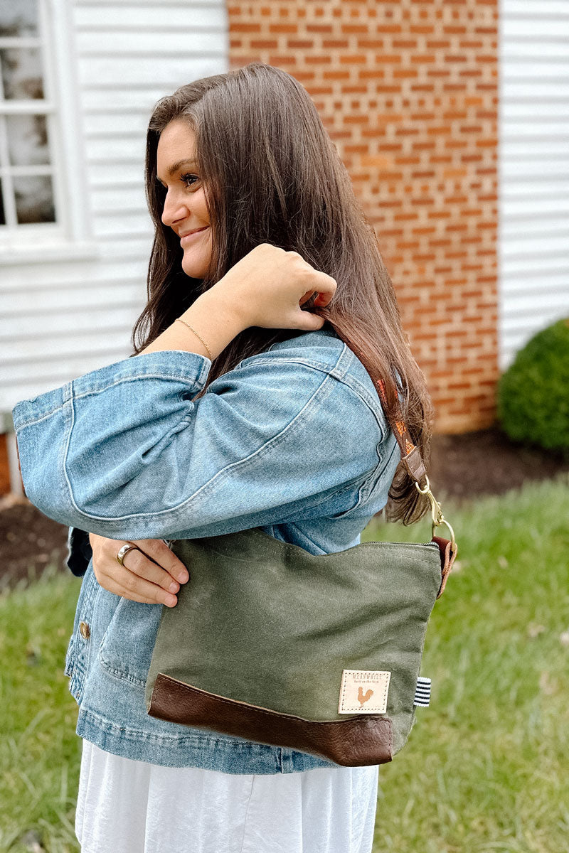 Olive Waxed Canvas Sling Bag | Olive Canvas Sling Bag