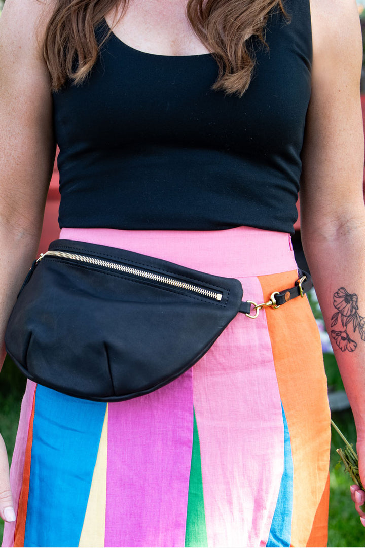 Harness Black Leather Fanny Bag | Fanny Pack | Belt Bag