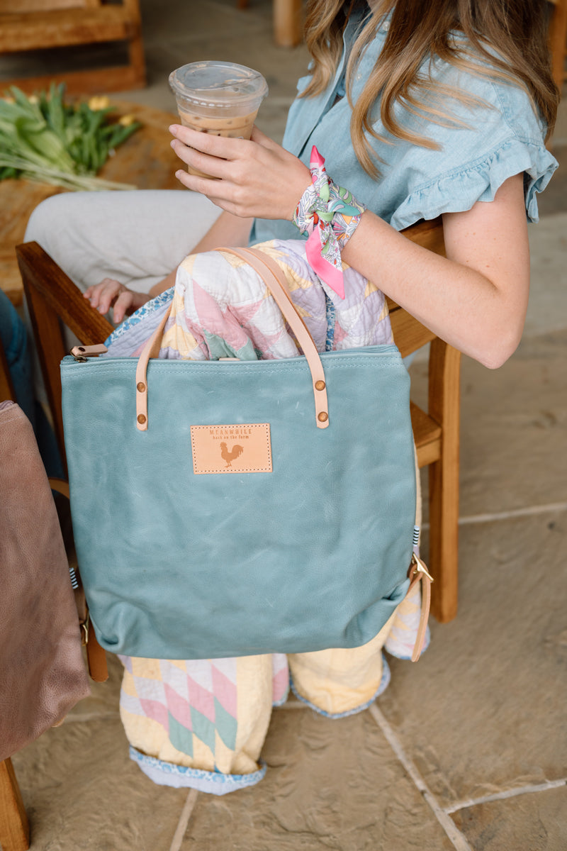 Dusty Blue Leather Backpack | Ladies Leather Backpack Purse | Meanwhile ...