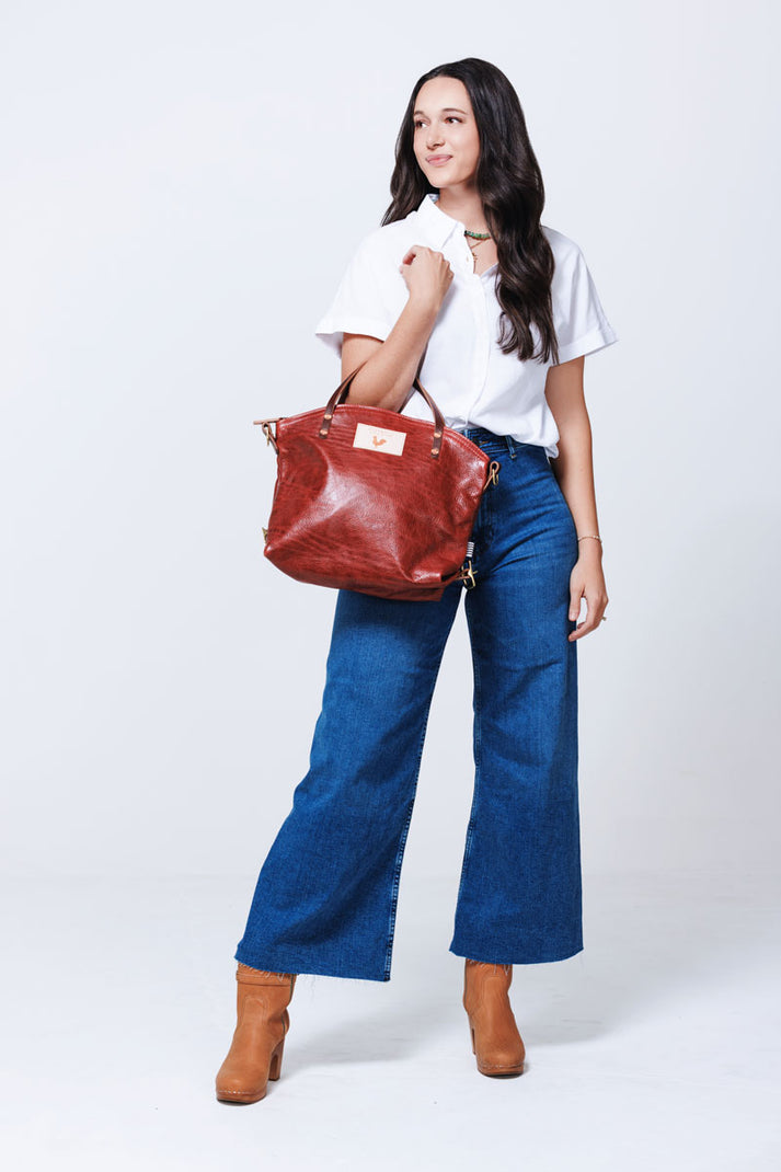 Ruby Red Leather Backpack 2.0 | Red Leather Convertible Backpack