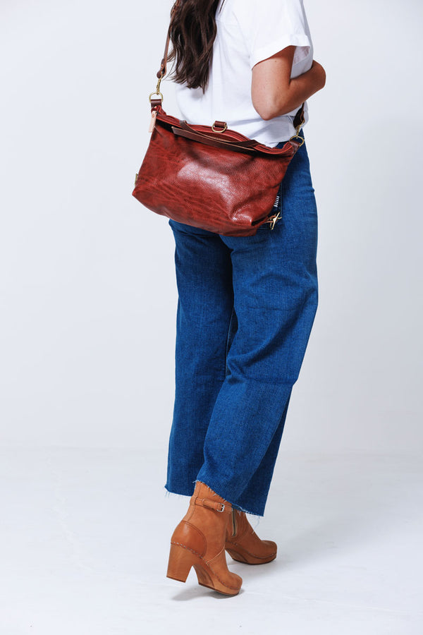 Ruby Red Leather Backpack 2.0 | Red Leather Convertible Backpack