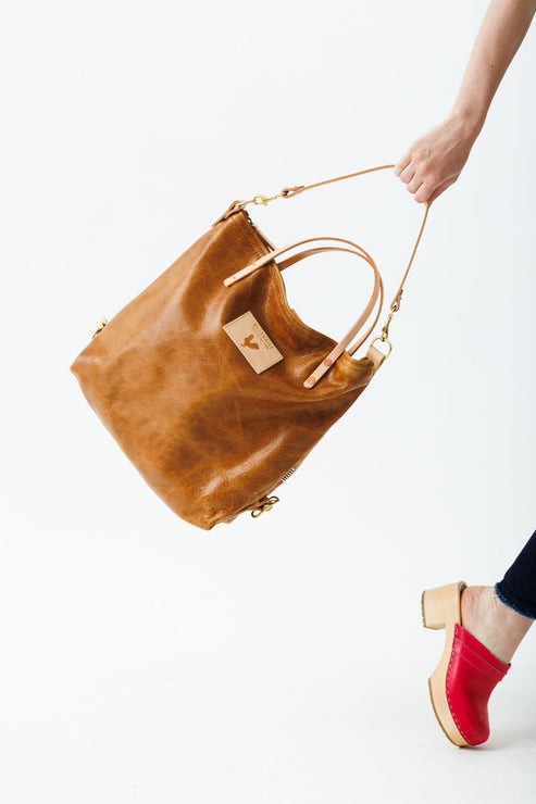 Camel Brown Leather Backpack | Meanwhile Back on the Farm