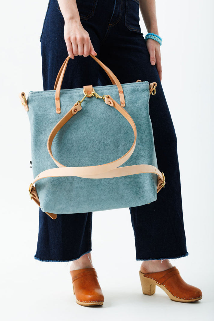 Dusty Blue Leather Backpack | Ladies Leather Backpack Purse | Meanwhile ...