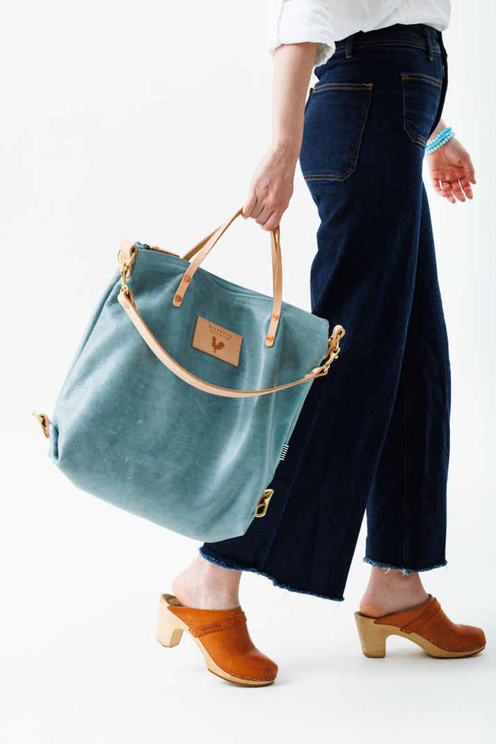 Dusty Blue Leather Backpack | Ladies Leather Backpack Purse | Meanwhile ...