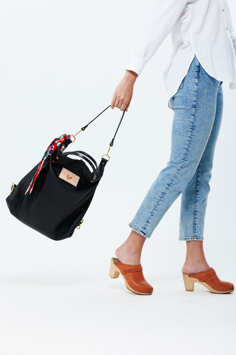 Harness Black Leather Backpack - Black Leather Backpack Purse