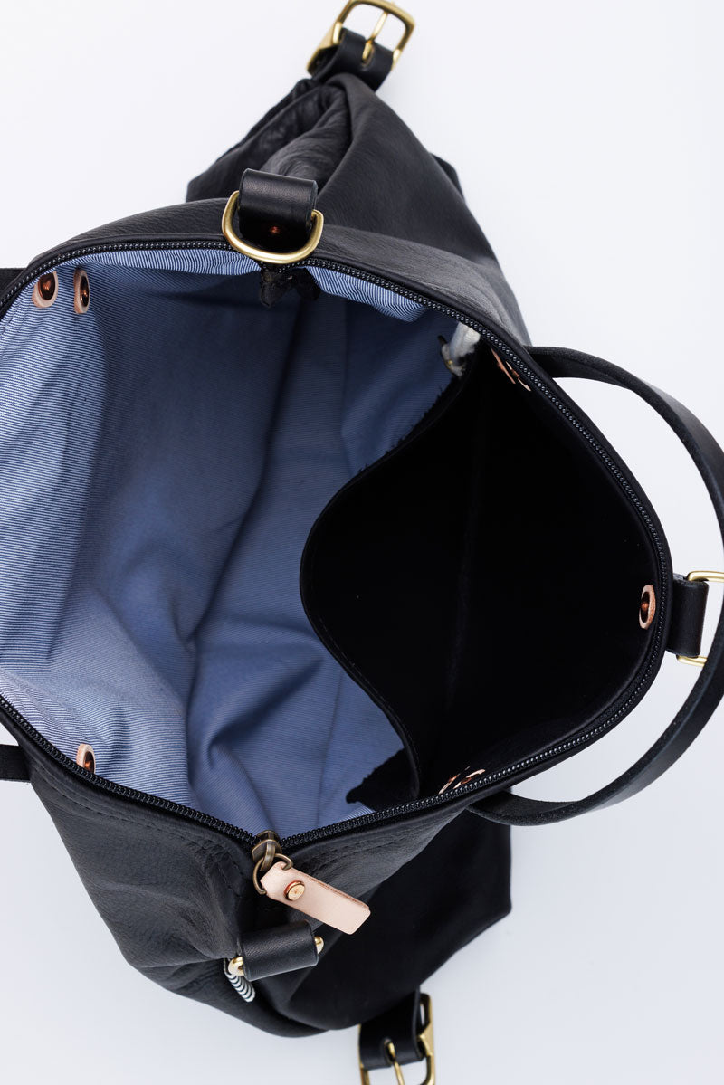 Harness Black Leather Backpack - Black Leather Backpack Purse