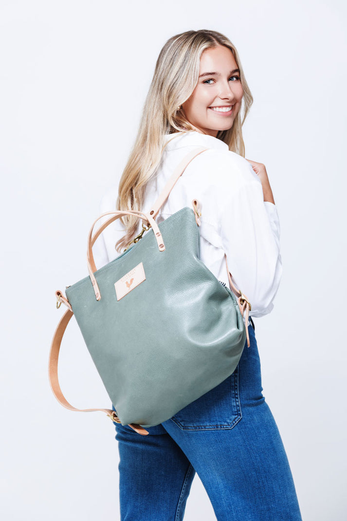 Seafoam Leather Original Backpack | Meanwhile Back on the Farm