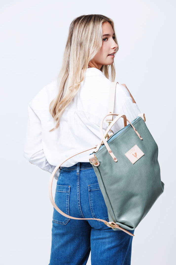 Seafoam Leather Original Backpack | Meanwhile Back on the Farm