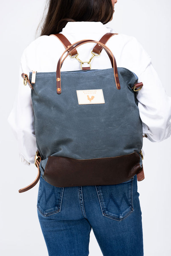 Slate Blue Wax Canvas Backpack - Meanwhile in Lynchburg VA