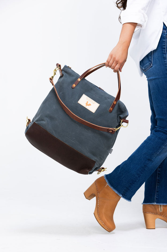 Slate Blue Wax Canvas Backpack - Meanwhile in Lynchburg VA