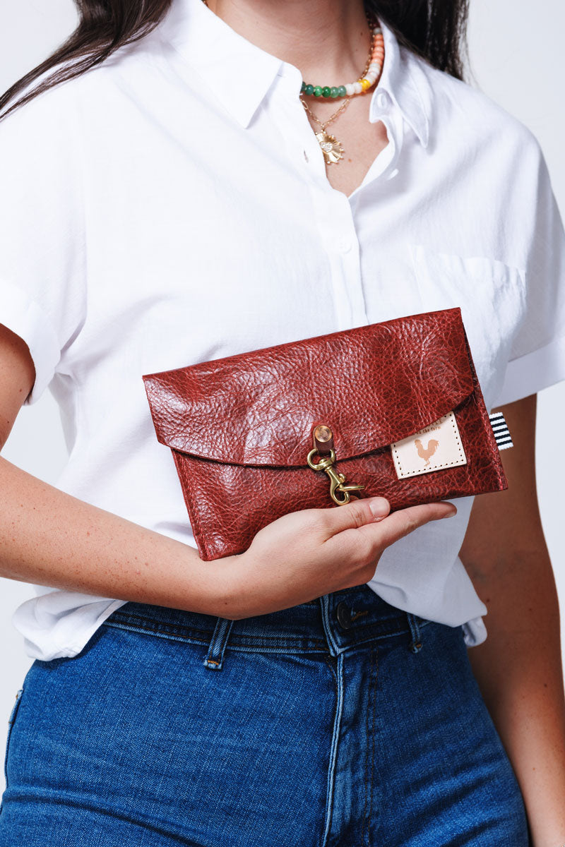 Ruby Red Leather Clutch & Crossbody | Red Leather Crossbody Bag