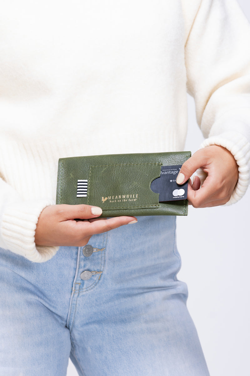 Hunter Green Leather Envelope Wallet | Green Leather Wallet