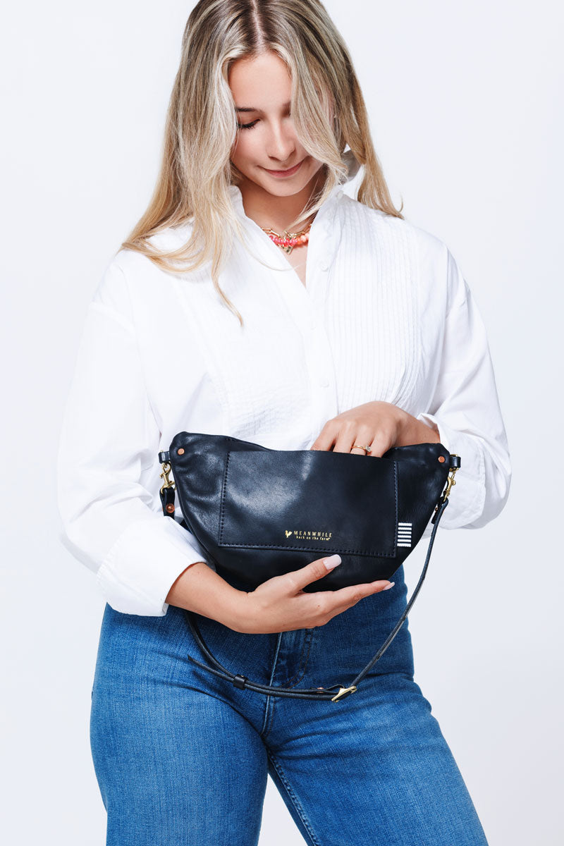 Harness Black Leather Fanny Bag | Fanny Pack | Belt Bag