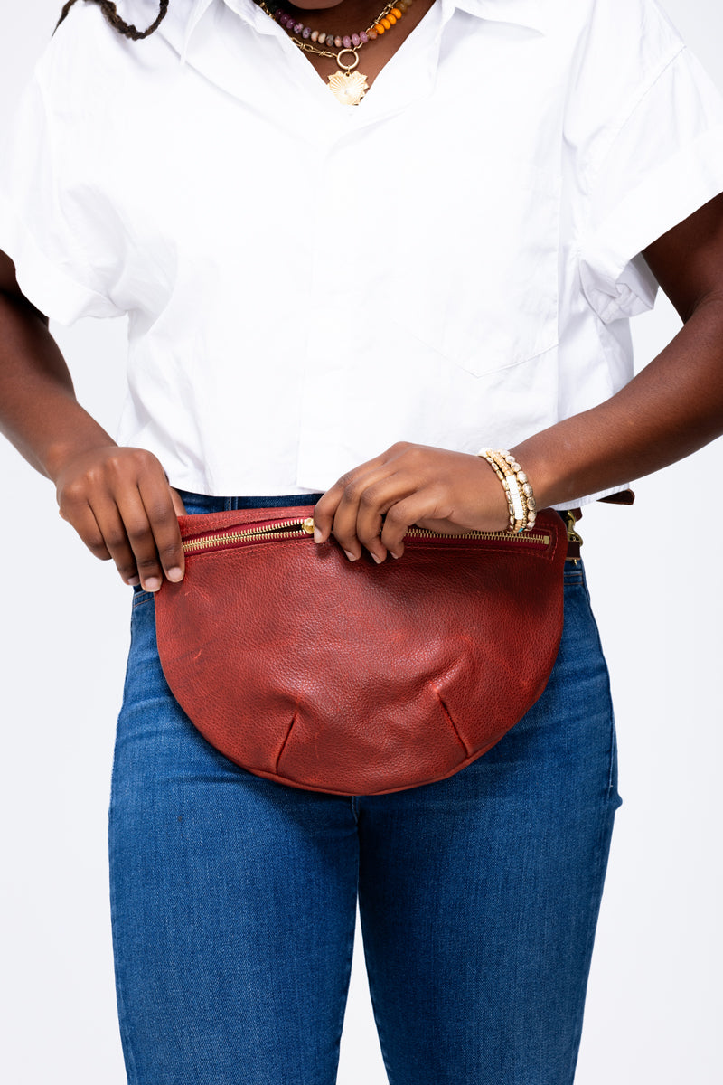Ruby Leather Fanny Bag | Red Leather Fanny Bag
