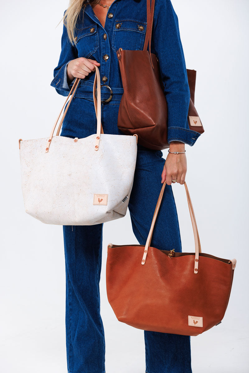 Birch White Leather Perfect Tote