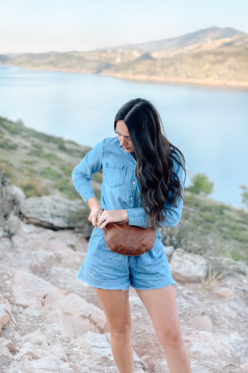 Camel Leather Fanny Bag | Fanny Pack | Belt Bag