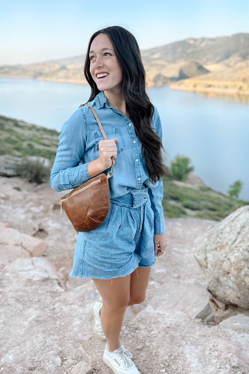 Camel Leather Fanny Bag | Fanny Pack | Belt Bag
