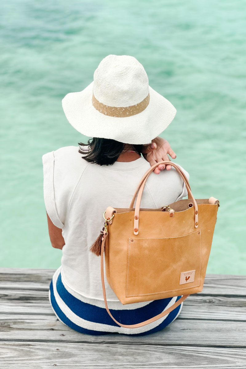 Virginia Leather Small Tote |Brown Leather Pocketbooks| Meanwhile Back ...