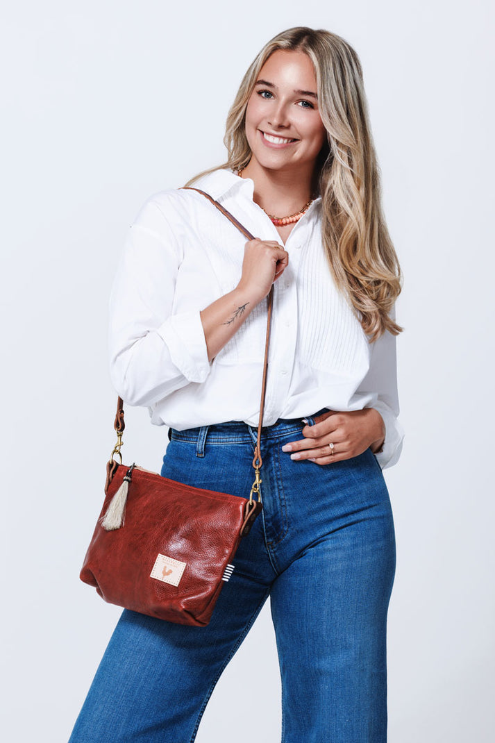 Ruby Red Leather Sling Bag | Red Leather Sling Bag
