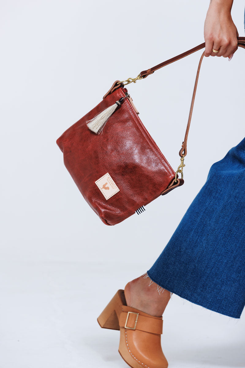 Ruby Red Leather Sling Bag | Red Leather Sling Bag