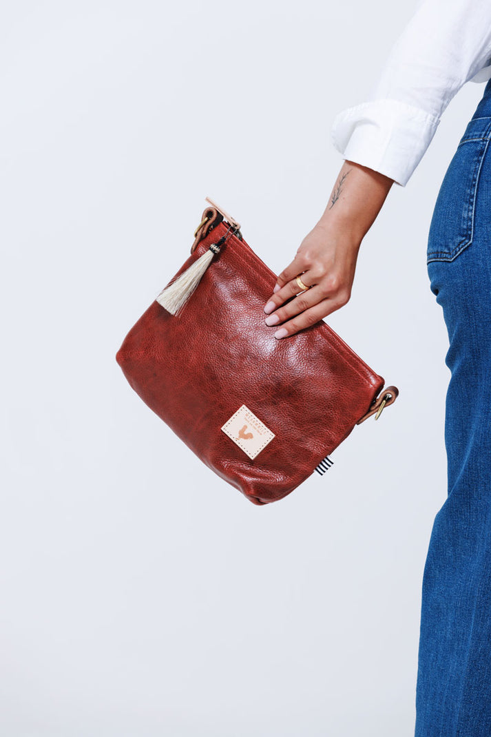 Ruby Red Leather Sling Bag | Red Leather Sling Bag