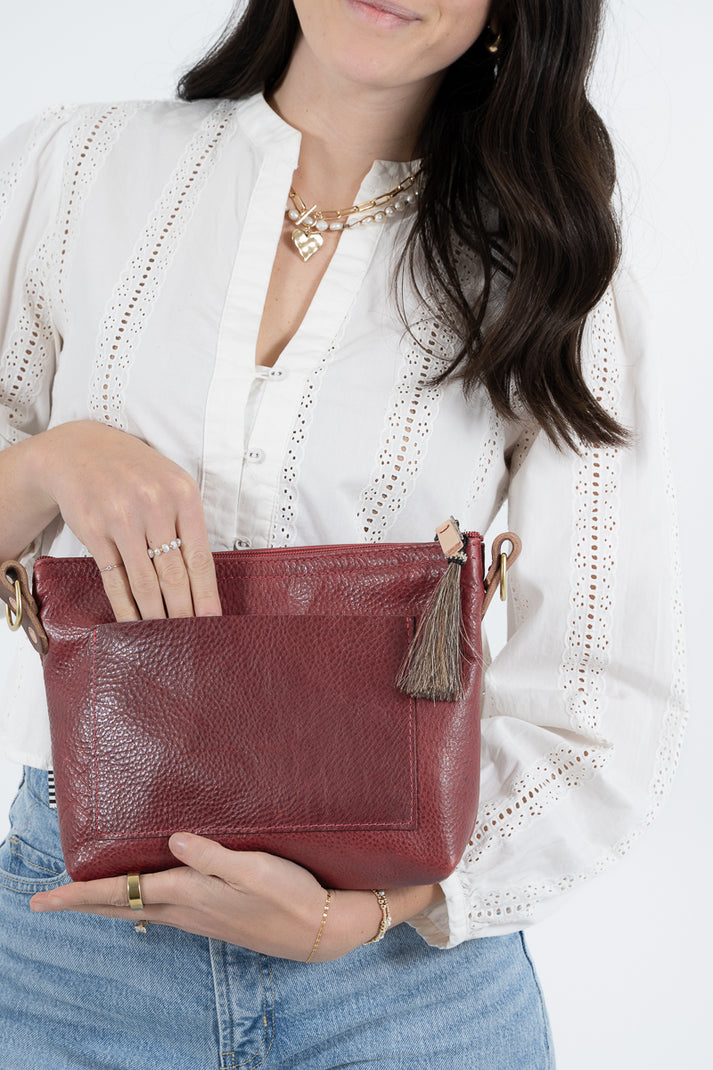 Ruby Red Leather Sling Bag | Red Leather Sling Bag
