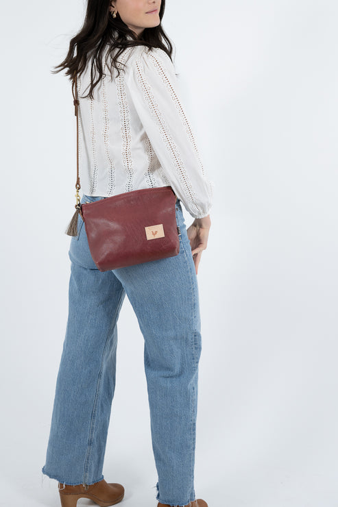 Ruby Red Leather Sling Bag | Red Leather Sling Bag