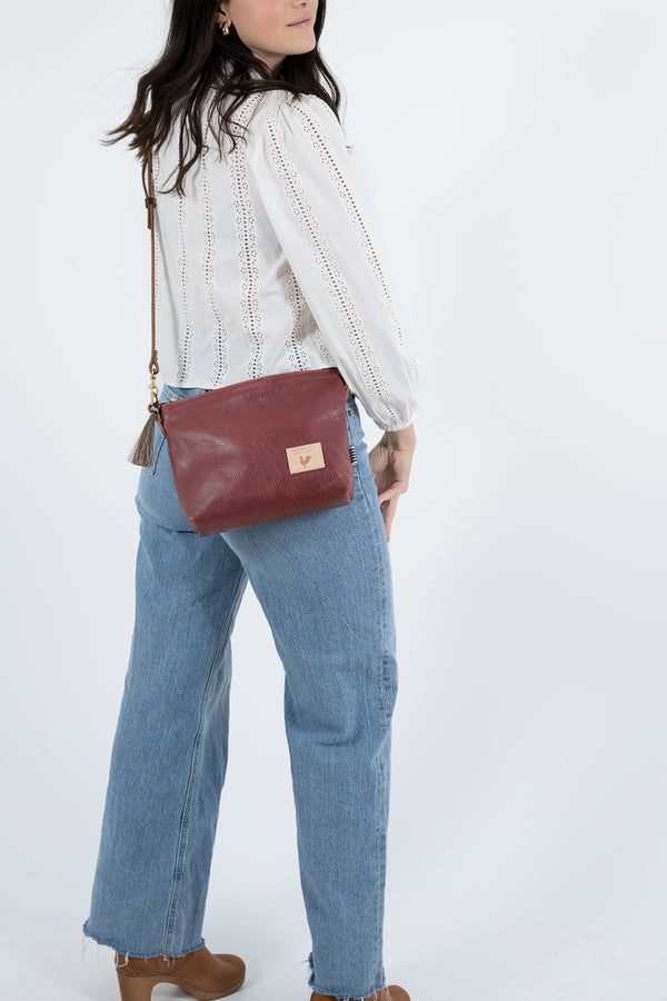 Ruby Red Leather Sling Bag | Red Leather Sling Bag