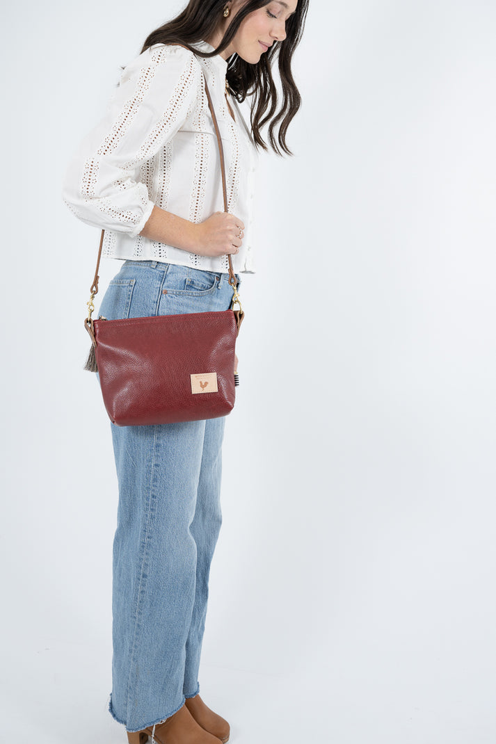 Ruby Red Leather Sling Bag | Red Leather Sling Bag