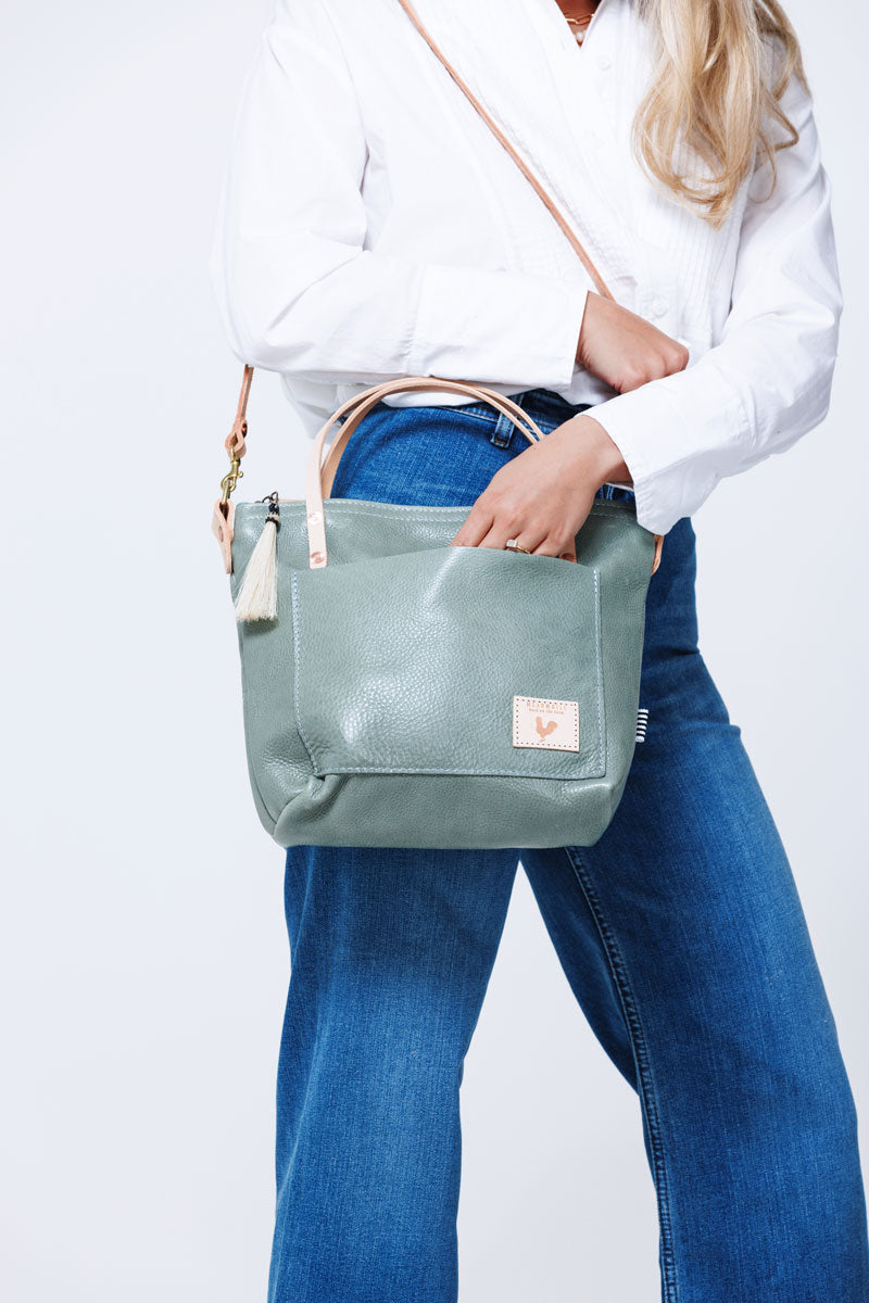 Seafoam Leather Small Tote | Meanwhile Back on the Farm