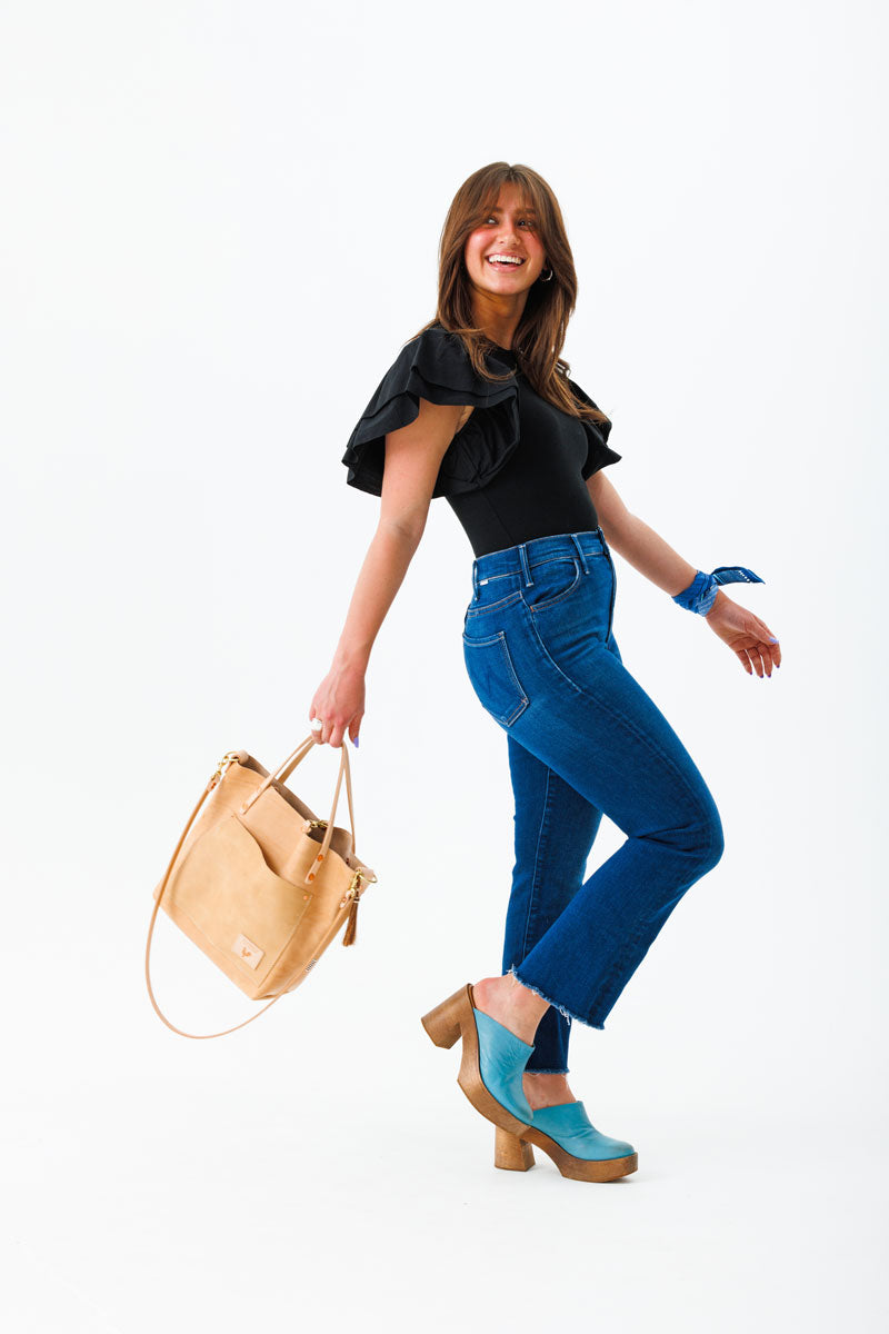 Virginia Leather Small Tote |Brown Leather Pocketbooks| Meanwhile Back ...