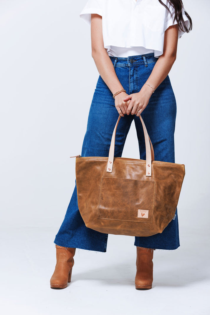 Camel Leather Travel Tote | Meanwhile Back on the Farm