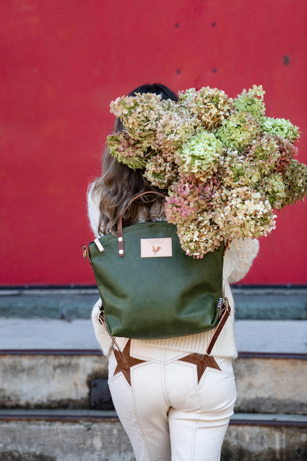 Hunter Green Leather Backpack 2.0 | Green Leather Convertible Backpack