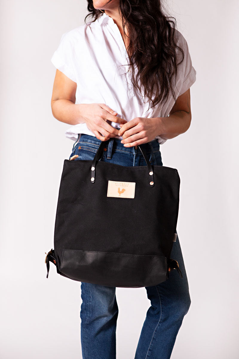 Black Wax Canvas Backpack | Convertible & Durable Bag – Meanwhile