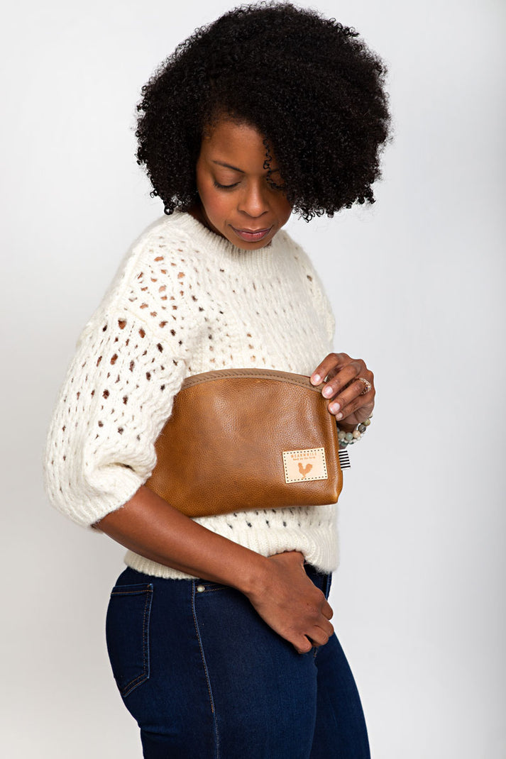 Camel Leather Clutch | Full Grain Leather Handbag | Meanwhile Back on ...