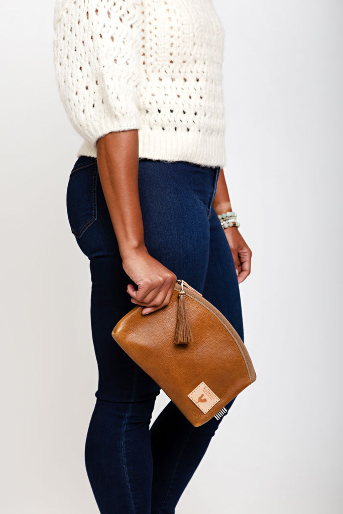 Camel Leather Clutch | Meanwhile Back on the Farm