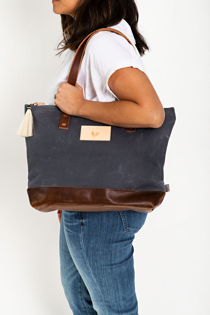 Shop the Slate Blue Wax Canvas Day Tote | Meanwhile in Lynchburg ...